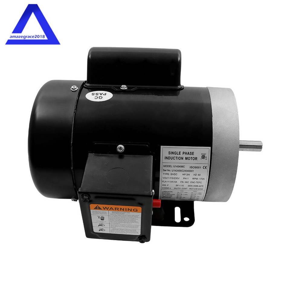 3/4HP Electric Motor 56C Frame 1725RPM General Purpose Single Phase ...