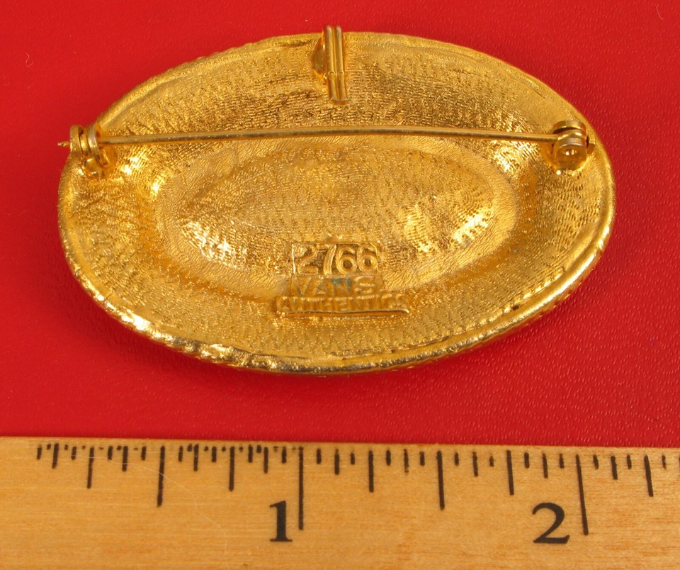 CLASSIC GOLD TONE AUTHENTIC VANS DESIGNER SIGNED FLORAL BROOCH PIN ! | eBay