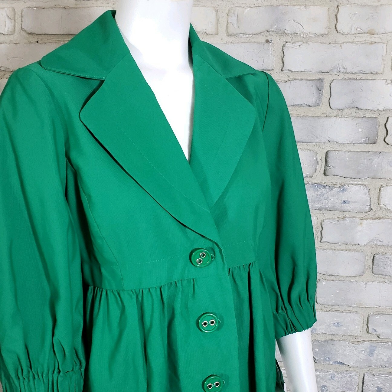 Nine west womens dress coat jacket S kelly green pleated waist career ...