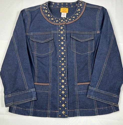 Jean Jacket Ruby Road Women’s Size 8 Studded Drk Blue Denim | eBay
