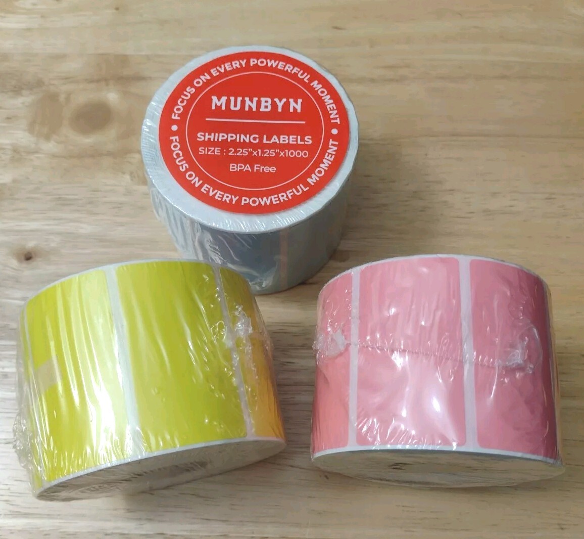 (3) Rolls Yellow Blue Pink MUNBYN Shipping Label 2.25 X 1.25 Thermal ...