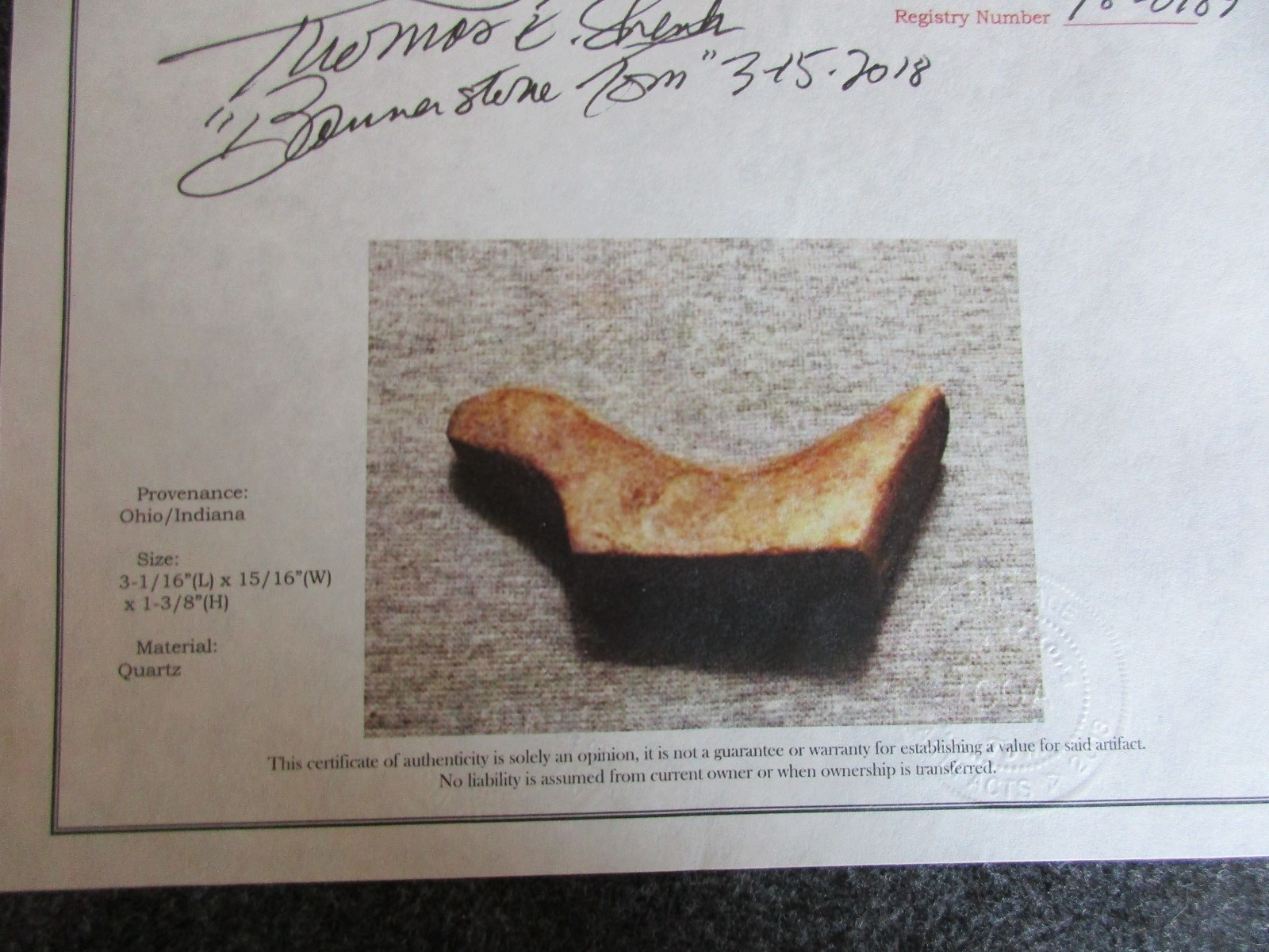 QUARTZ NATIVE AMERICAN BIRDSTONE, INDIAN BIRDSTONE WITH COA, #DAY-02253 ...