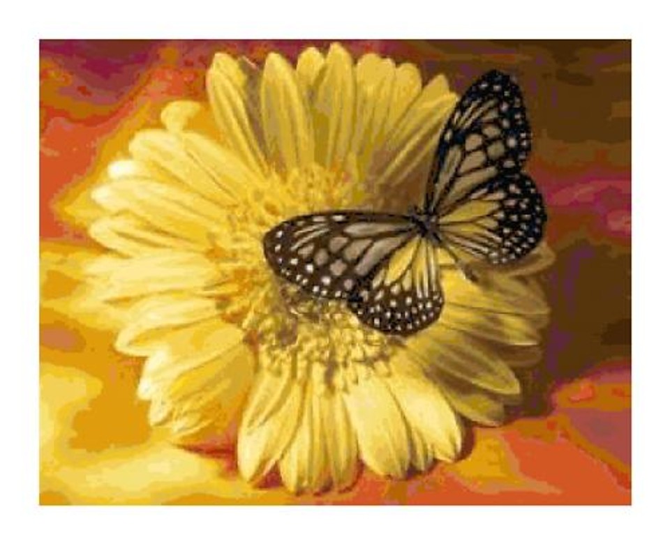 Yellow Gerbera Daisy w/ Butterfly Counted Cross-Stitch Pattern Chart | eBay