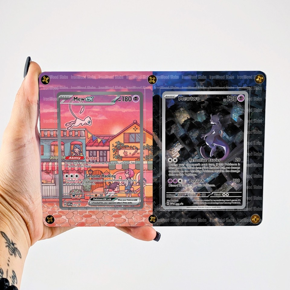 Pokemon Mew 053 & Mewtwo 052 Promo Pokemon TCG 151 Custom Display Case ...