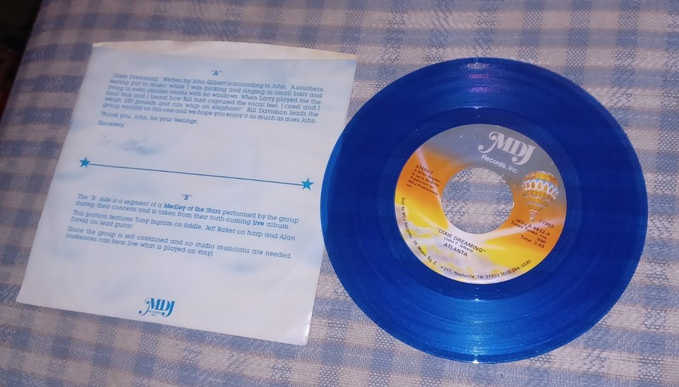 7" 45 RPM ATLANTA DIXIE DREAMING/MEDLEY OF THE STARS MDJ A 4832 1982 ...
