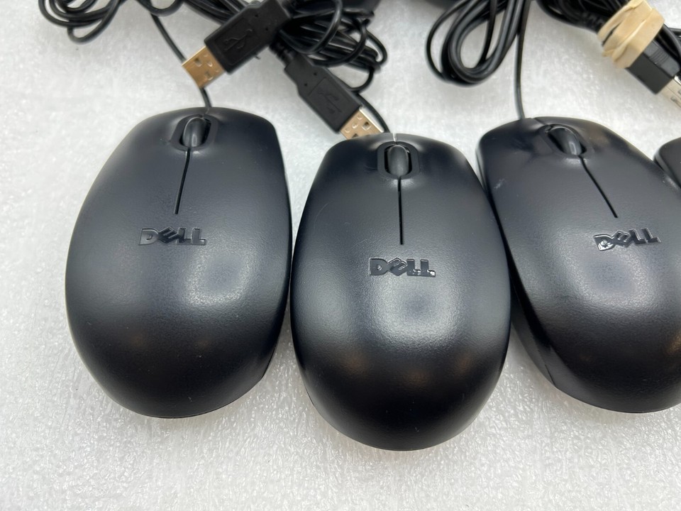 LOT OF 5 Dell USB Wired Scroll Wheel Optical Black Mouse MS111-P Free ...