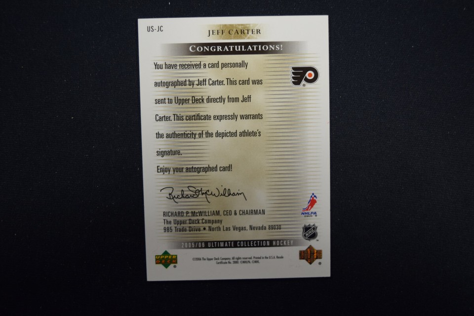 Jeff Carter 2005-06 UD Ultimate Collection Ultimate Signatures ...