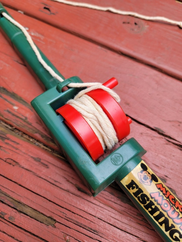 Vintage Walt Disney Kids Mickey Mouse Fishing Rod Pole By Hg Toys w ...