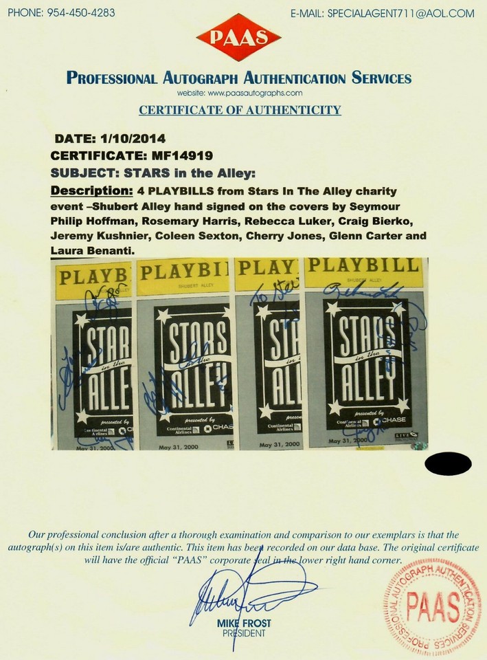 "Stars in the Alley" Cast Signed (X3) Playbill Cover From 2000 COA | eBay