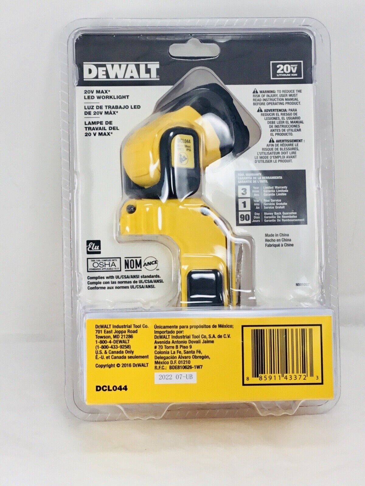 DEWALT+20V+MAX+LED+Handheld+Work+Light+-+Yellow+%28DCL044%29 for sale ...