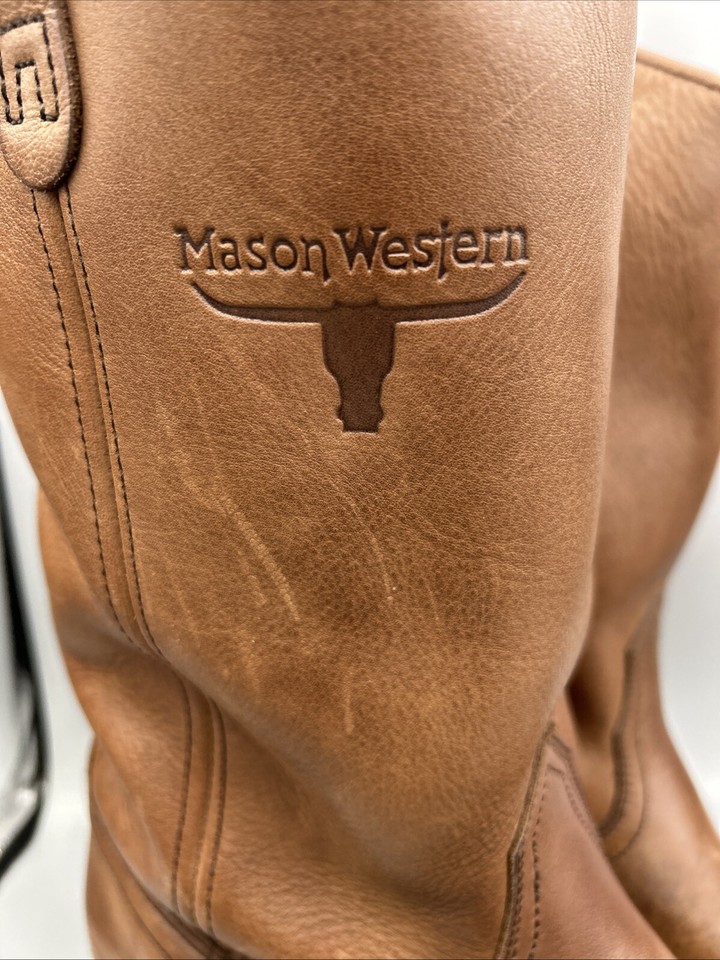 Mason Western Men's Cowboy Boots Brown Leather Viabram Bottoms Size 12 ...