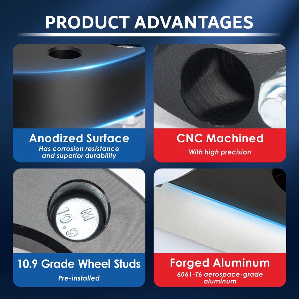 4Pc 5x4.5 Wheel Spacers for Jeep Wrangler TJ YJ 1/2"x20 82.5mm 2 Inch ...