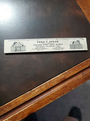 Vntg 1900s Celluloid Fred Spear Iron Works Ruler Harrisburg Cleveland ...