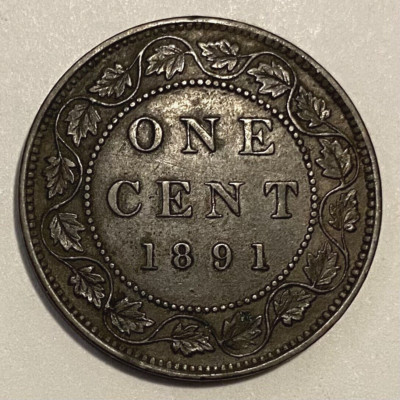 1891 Canada 1 Cent One Large Cent Coin - Victoria - SL SD Obverse # 3 ...
