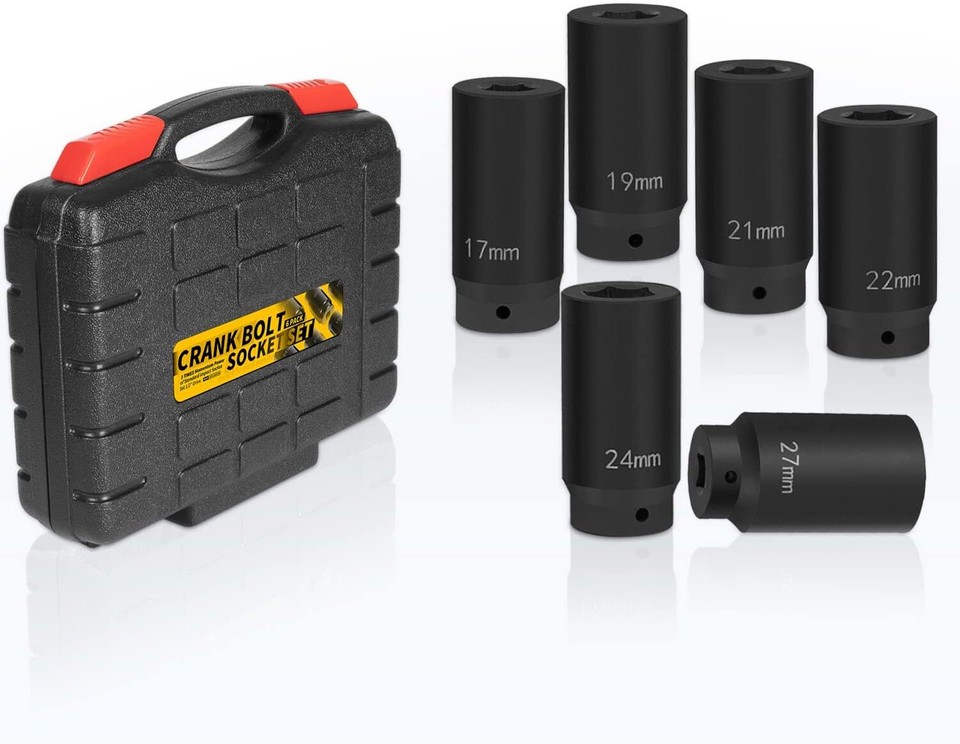 1/2" Drive Metric Crank Bolt Socket Set - 17MM, 19MM, 21MM, 22MM, 24MM ...