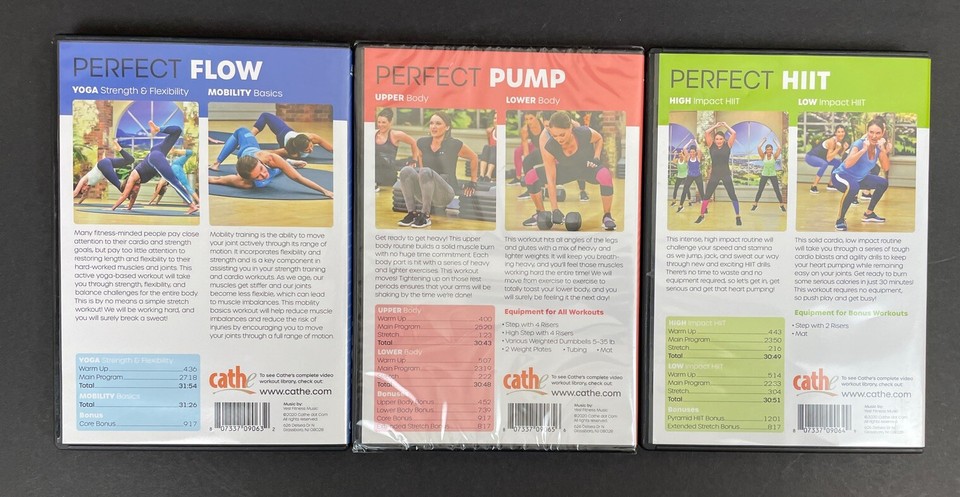 Cathe Friedrich's Perfect HIIT, FLOW & PUMP Workout DVDs Lot Of 3 | eBay