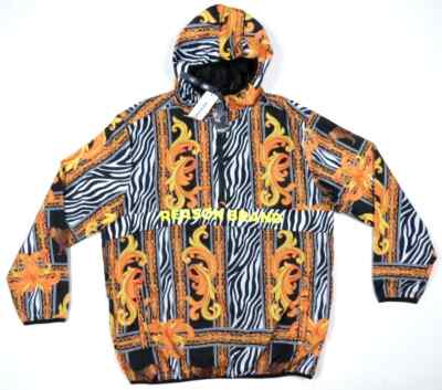 NWT Reason Brand Baroque Royalty Animal Print Hooded 1/2 Zip Pullover ...