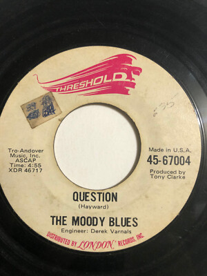 THE MOODY BLUES {Classic Rock 45} QUESTION / CANDLE OF LIFE, (Threshold ...