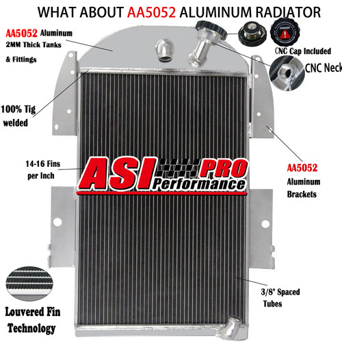 ASI 4 ROW ALUMINUM RADIATOR FOR 1934-36 35 CHEVY PICKUP TRUCKS V8 ...