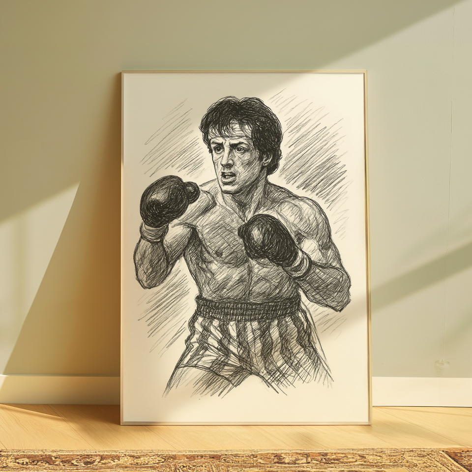 ROCKY BALBOA DRAWING PRINT PORTRAIT SKETCH 8" x 10" ROCKY BALBOA PRINT ...