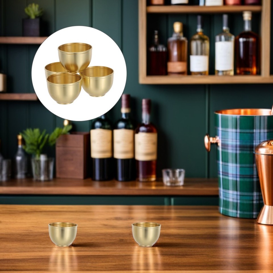 4 Pcs Small Metal Cup Gold Copper Brass Cups Camping for Drinking ...