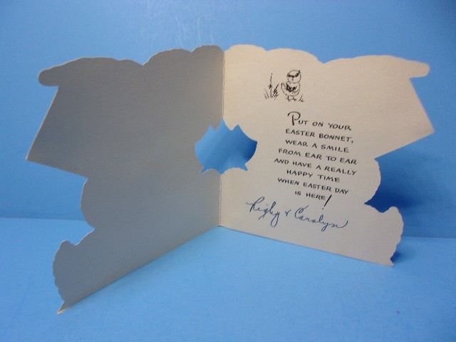 Vintage Greeting Card An Easter Hello Bunny Chick Flowers Die Cut 1950s ...