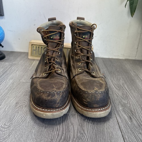 Thorogood 804-4375 Men's 6" Leather Moc Steel Toe Work Boots Brown Size ...