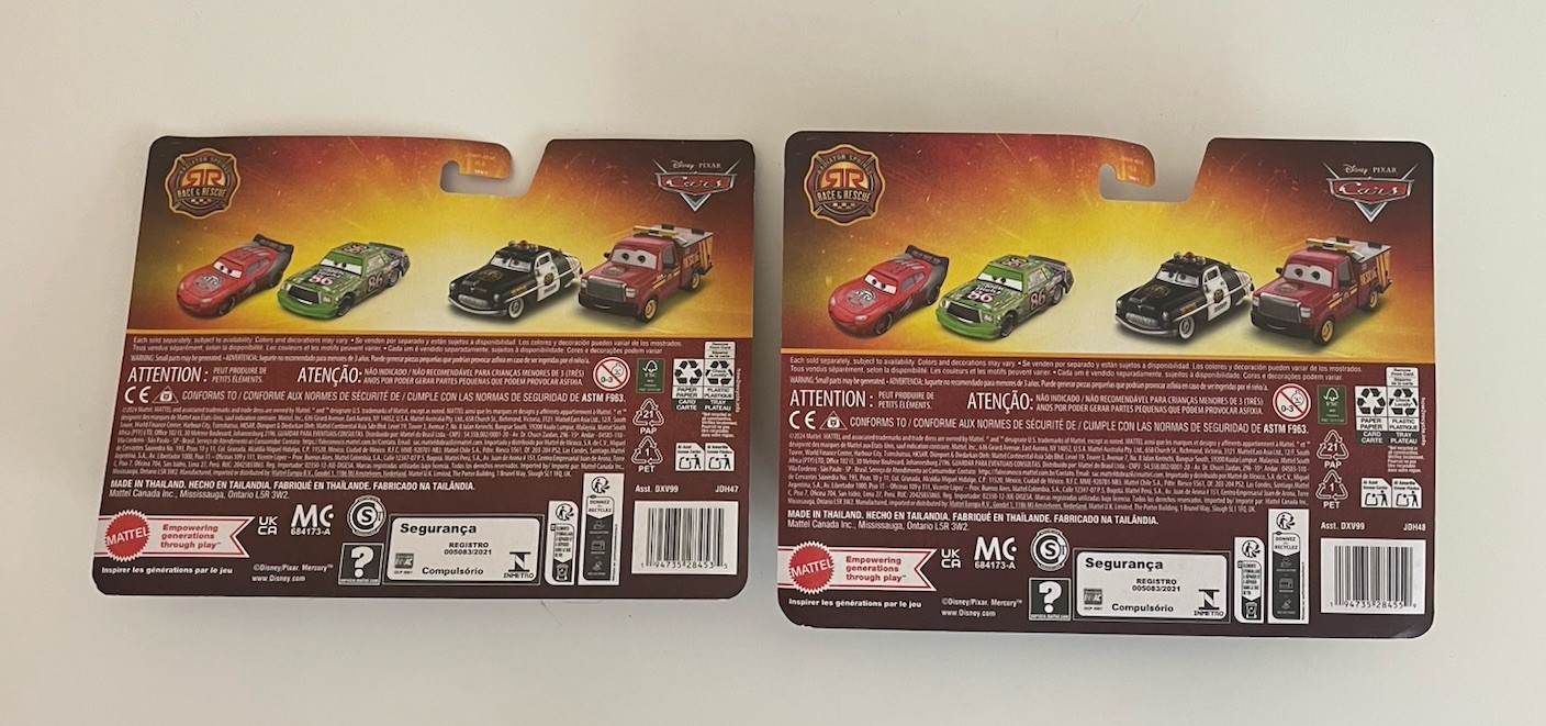 Mattel Disney Pixar Cars RACE AND RESCUE MCQUEEN, HICKS, CRUZ, DANNY 2 ...
