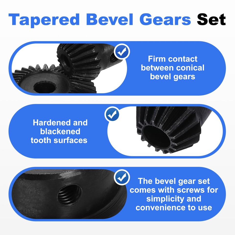 2Pcs Tapered Bevel Gear Set, 1.5 m 1:2 (15T/30T) Bevel Gear(6/19mm ...