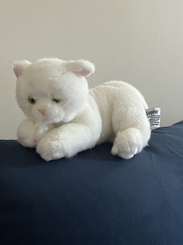Russ Berrie Sophie White Cat Plush 8.5" Green Eyes Kitten Stuffed Toy ...
