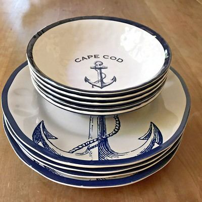Cuffy's Cape Cod 4 Dinner Plates & 5 Bowls Nautical Melamine NEW | eBay