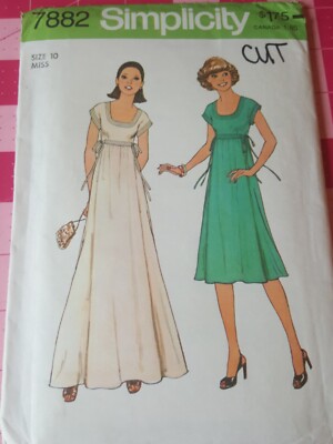 Vintage Simplicity 7882 Boho Hippie Knee or Maxi Dress Pattern Size 10 ...