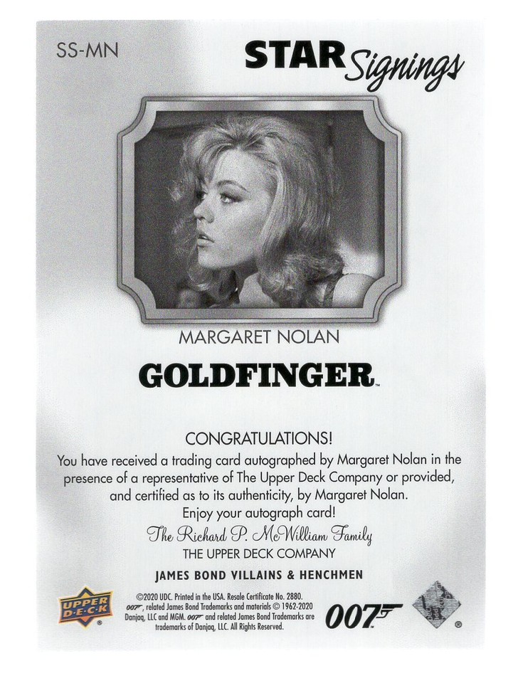 MARGARET NOLAN AS DINK 2020 JAMES BOND 007 VILLAINS & HENCHMEN AUTO ...