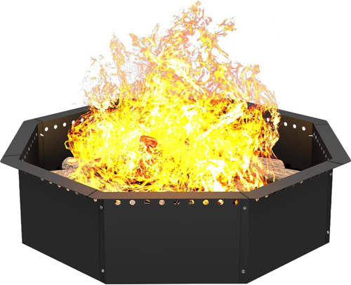 Outdoor Fire Pit Ring (40x36 Inch) - Heavy-Duty Steel, Smokeless ...