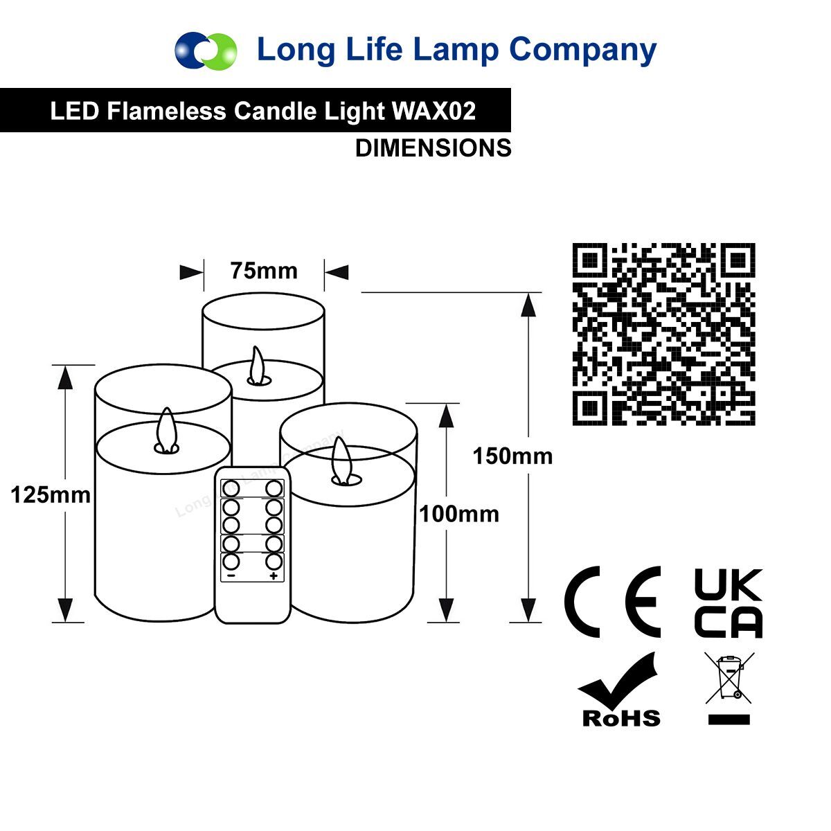 3 LED USB Charge Remote Control Flameless Flickering Grey Wax Candles ...