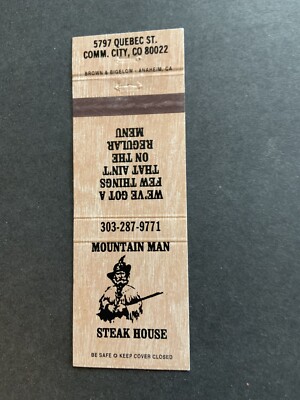 Vintage Matchbook: “Mountain Man Steakhouse” Matchcover | eBay