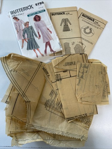 Vintage 80s Butterick 5795 Ellen Tracy Dress SEWING PATTERN Misses 8-10 ...