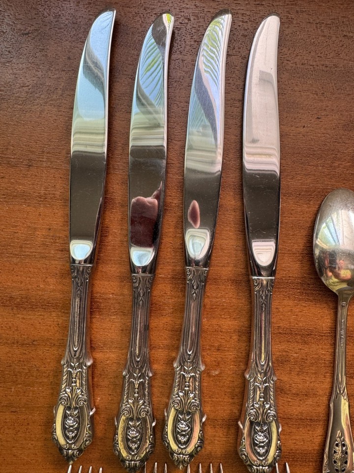 Rose Point Wallace Sterling Silver Flatware Set Service For 4 - 16 ...