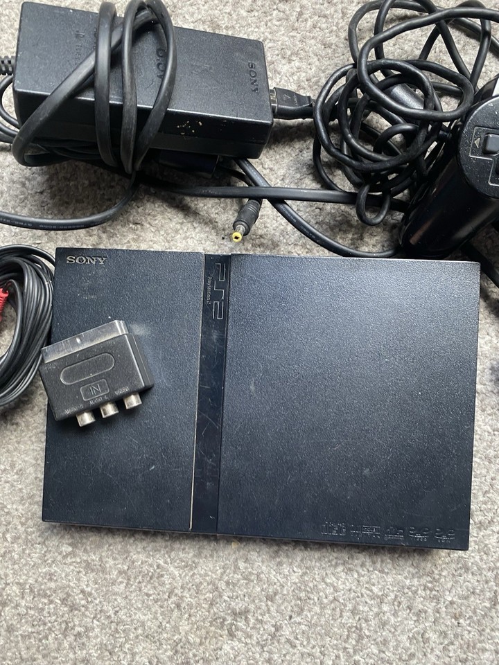 Sony PlayStation 2 Slim and PS2, 8MB Memory card and Eye toy plus leads ...
