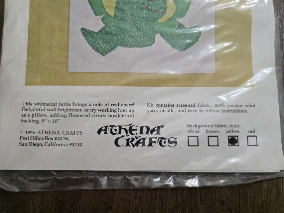 Vintage 1976 Athena Crafts Needlepoint Canvas Turtle Hard Shell Soft ...