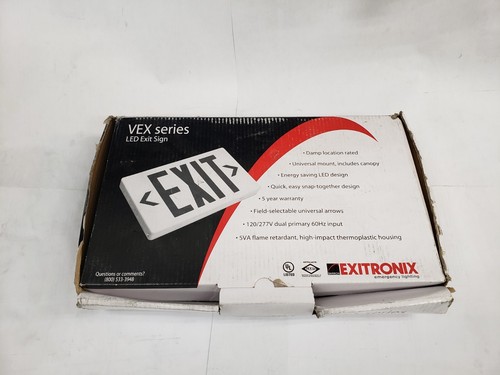 Exitronix GVEX-U-BP-WB-WH-G2 Emergency Lighting Thermoplastic LED Exit ...