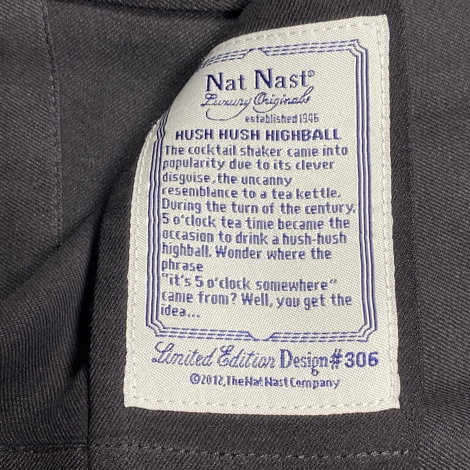 Nat Nast Limited Edition Shirt Mens Large Hush Hush Highball #306 Black ...