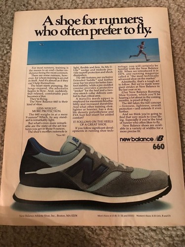 Vintage 1981 NEW BALANCE 660 NB Poster Print Ad Running Shoe 1980s RARE ...