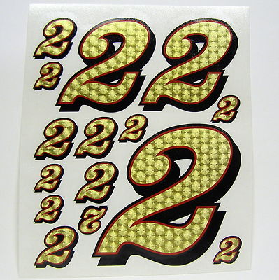Racing Numbers Number 2 Decal Sticker Pack Gold Red Black 1/8 1/10 RC ...