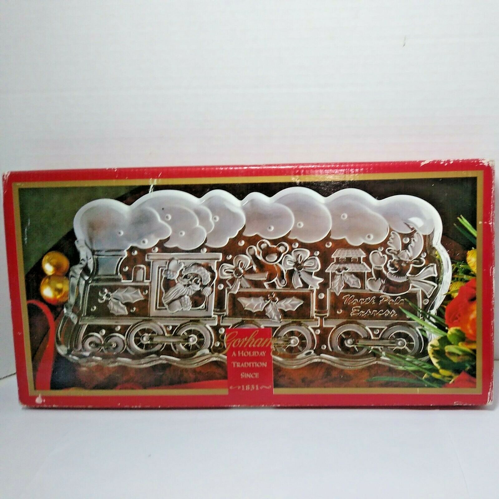 Gorham A Holiday Tradition North Pole Express 13.5" Train Glass Serving ...