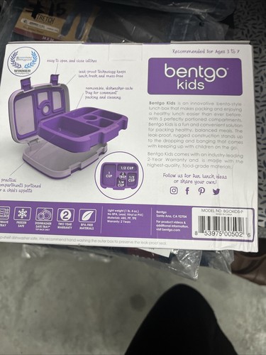 Bentgo Kids' Bento Lunch Box for School Leak-Proof Drop-Proof, Purple ...