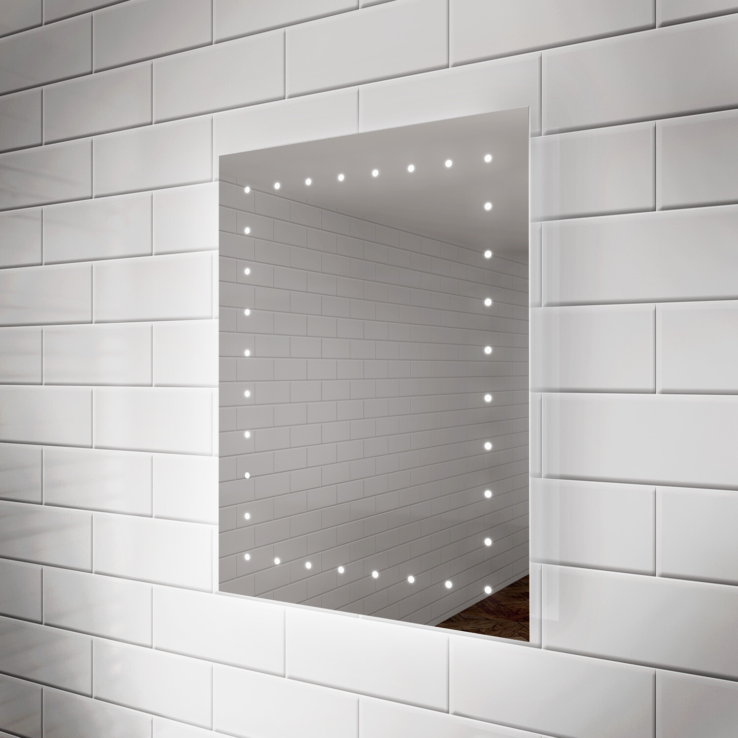 Bathroom Mirror with LED Lights Demister/Socket/Button/Touch Sensor ...