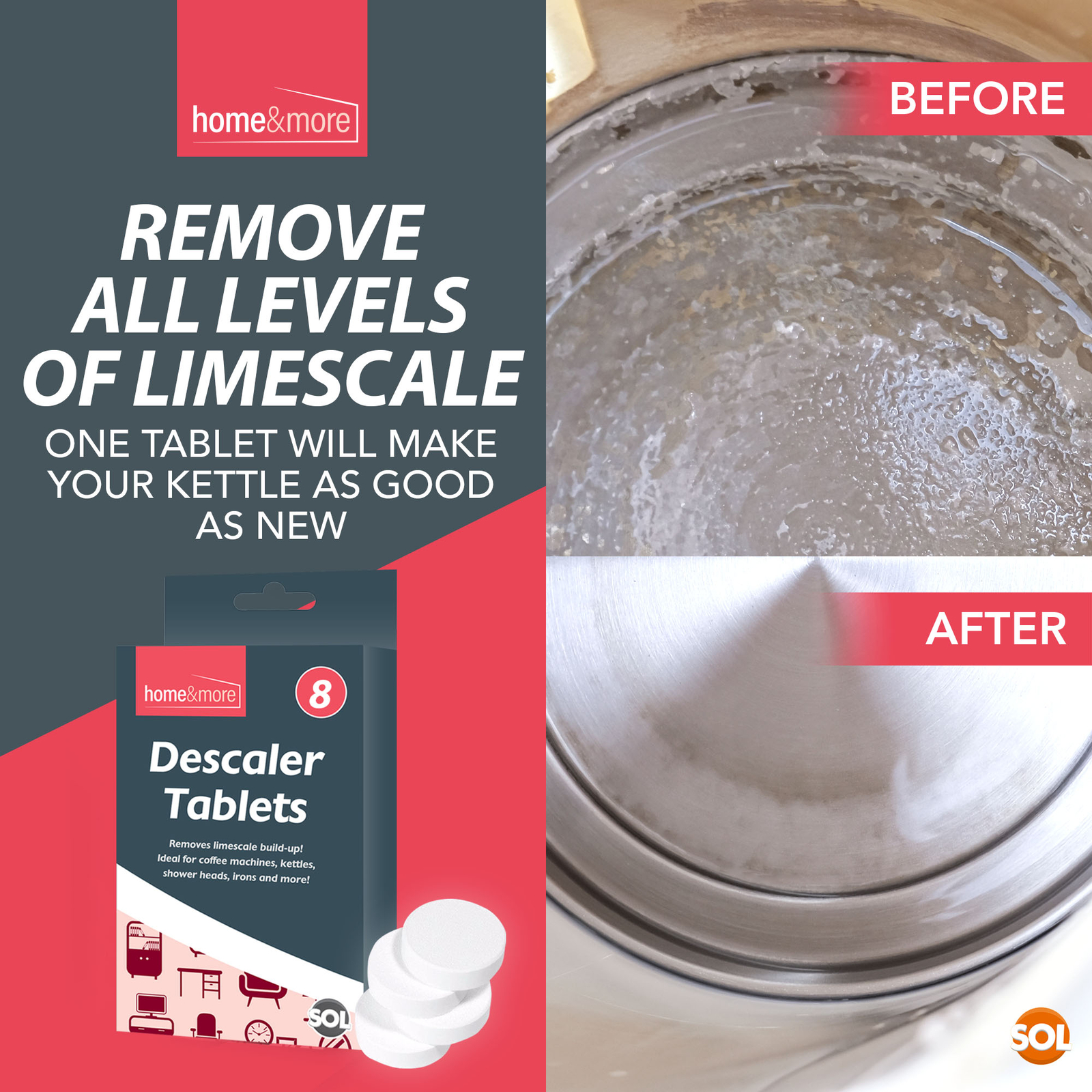 8pk All Purpose Descaler Tablets Limescale Cleaning Coffee Machine ...