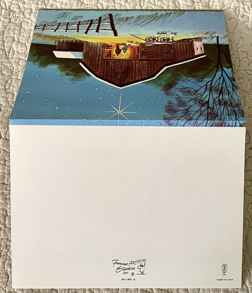 Unused Christmas Barn Mary Jesus Inside Star Vintage Greeting Card ...