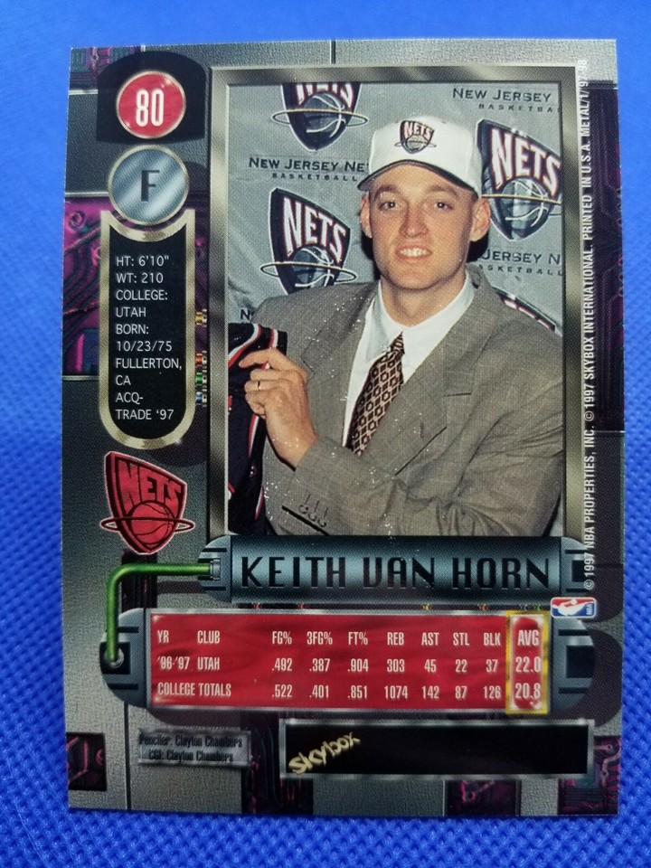 1997 Metal Universe KEITH VAN HORN Basketball card #80 NEW JERSEY NETS ...